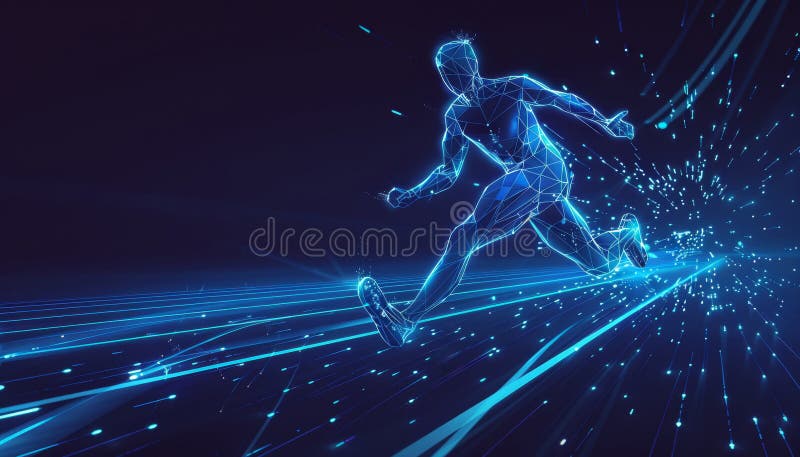 A Man is Running on a Track with a Blue Background by AI Generated ...