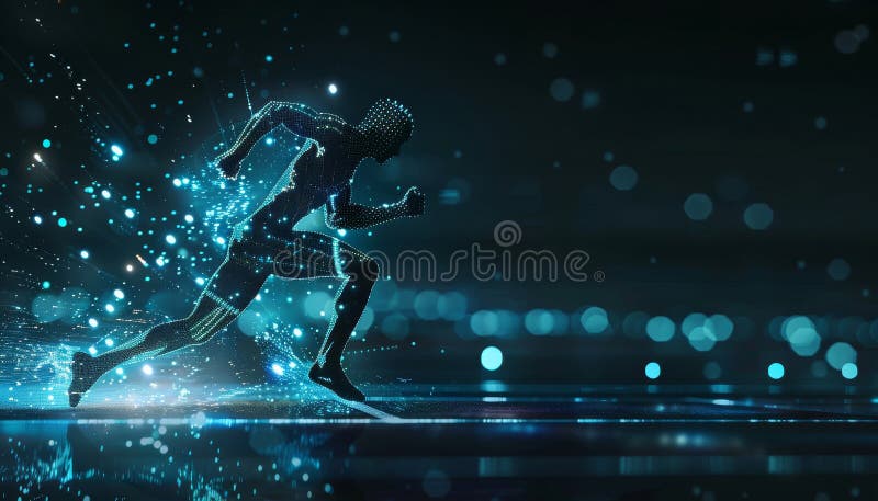 A Man is Running on a Track with a Blue Background by AI Generated ...