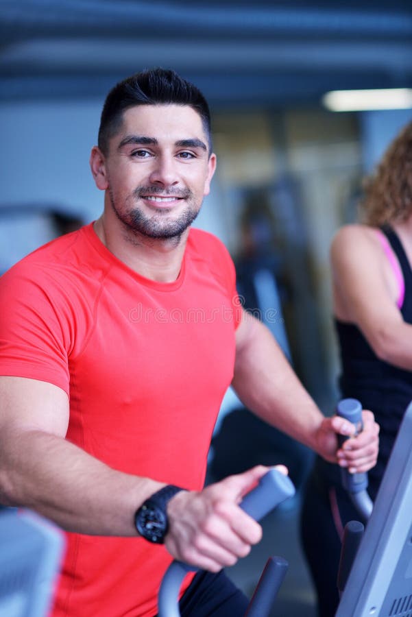 Man Running on Treadmill in Gym Stock Photo - Image of club, activity ...