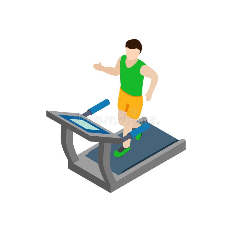 Man Running on Treadmill Icon, Isometric 3d Style Stock Vector ...