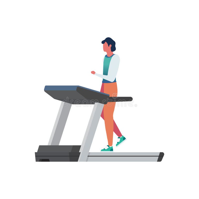 Man Running on a Treadmill Isolated on White Background Stock Vector ...