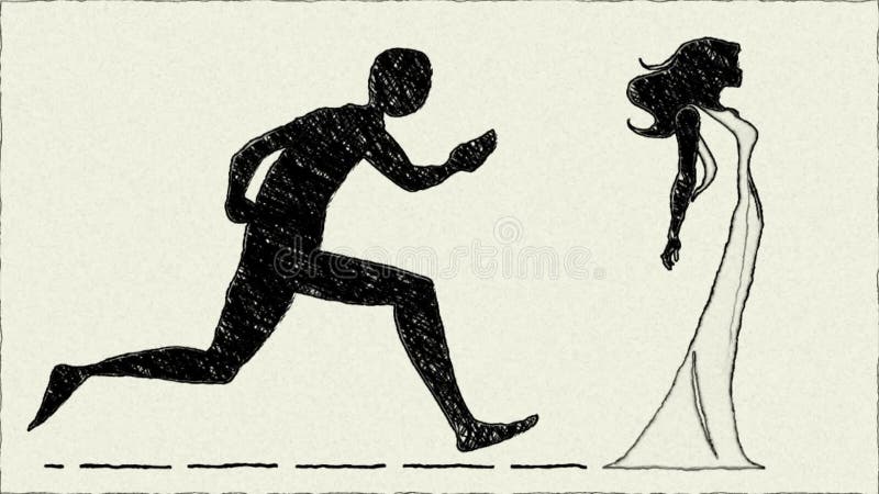 Man Running after Womanl Hand Draw Animation Stock Video - Video of ...
