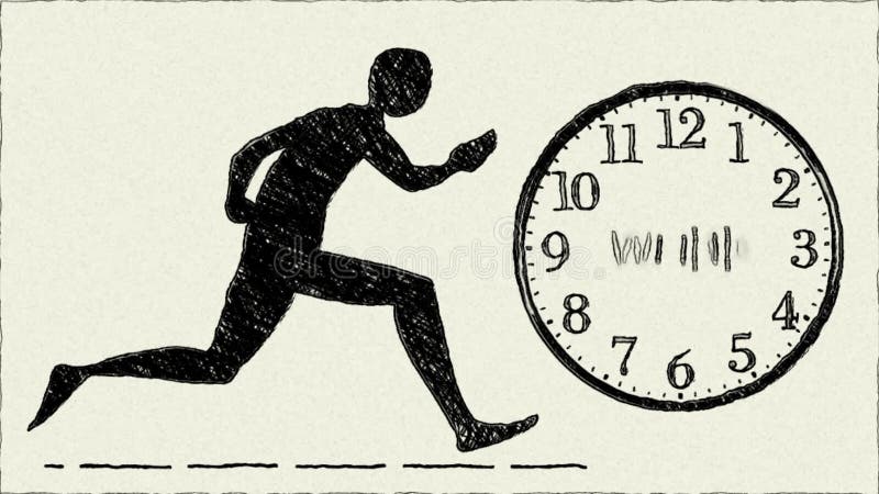 Man Running for Work Hand Draw Animation Stock Footage - Video of ...