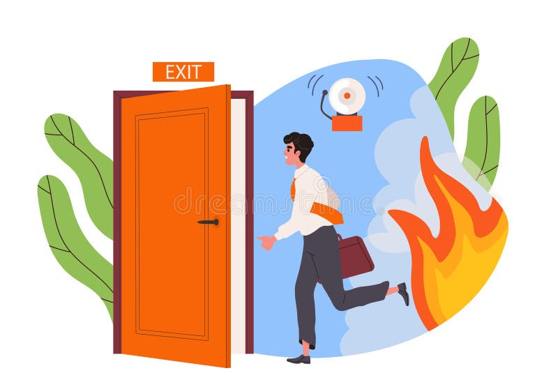 Man Runs Away from Fire Vector Stock Vector - Illustration of struggle ...