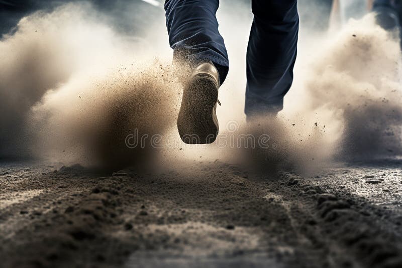 Man Runs Down Dusty, Muddy Road Stock Illustration - Illustration of ...