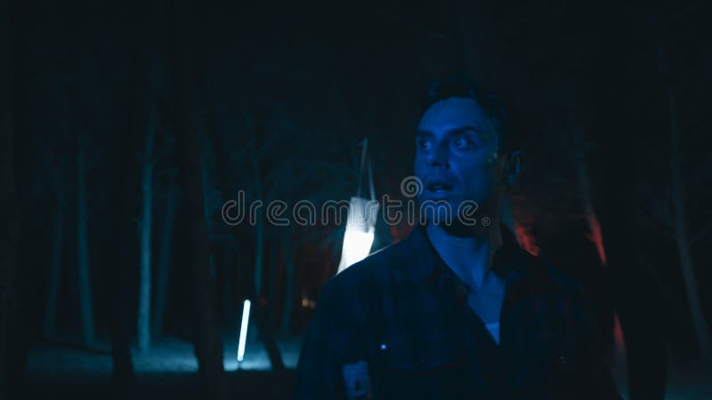 Man Runs in the Forest Invaded by Ghosts Stock Photo - Image of ...