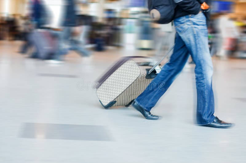 Man Rushing To Catch His Flight in Airport Stock Photo - Image of catch ...