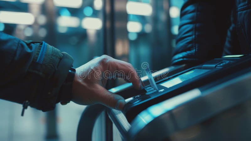 Man S Arm Swiping Pass Card at Office Security Checkpoint for Entry or ...