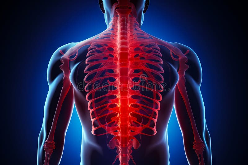 Man S Back with Highlighted Skeleton and Highlighted Bones. Generative ...