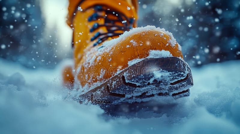 A Man S Boot Print in the Snow in Winter Stock Photo - Image of ...