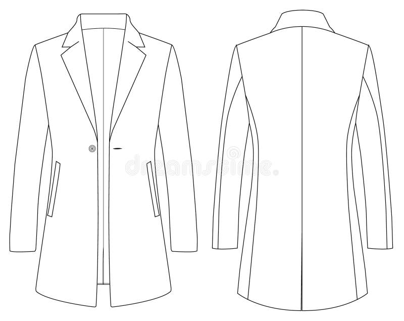 Man S Business Coat Flat Sketch. Classic Overcoat Apparel Design. Front ...
