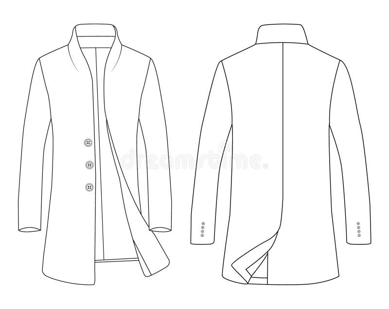 Man S Business Coat Flat Sketch. Classic Overcoat Apparel Design. Front ...