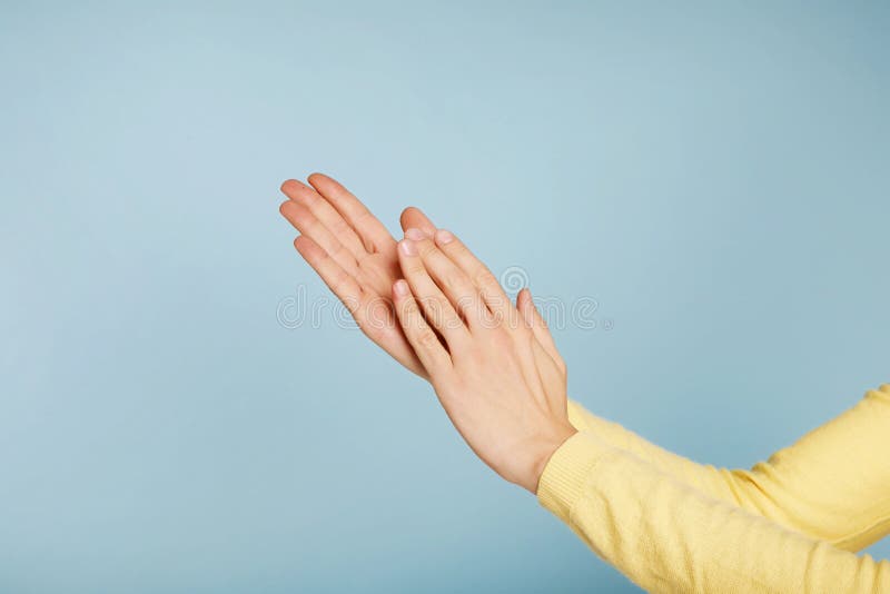 Man S Clapping Hands with Applause Over Blue Background. Celebrations ...