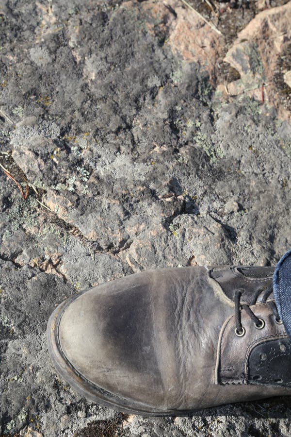 Man`s Construction Boot Front Cover for Magazines. Stock Image - Image ...