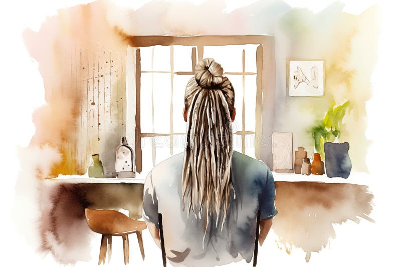 Man& X27;s Dreadlocks Hair Haircut Back View Stock Illustration ...