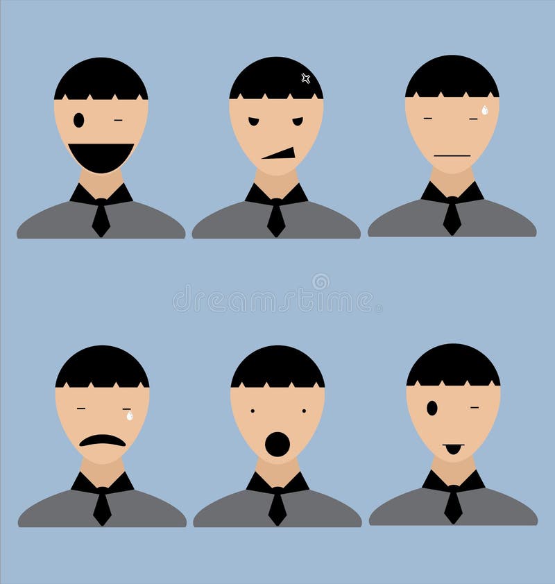Mans Emotion Icons in Vector Stock Vector - Illustration of frightening ...