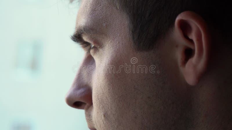 Man S Eyes Looking Out the Window Close-up Stock Footage - Video of ...