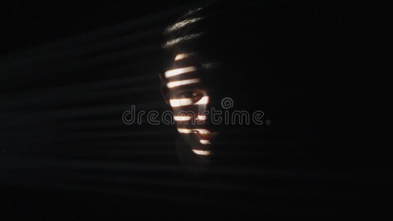 Mysterious Portrait of Man with Light and Shadow on Face Stock Photo ...