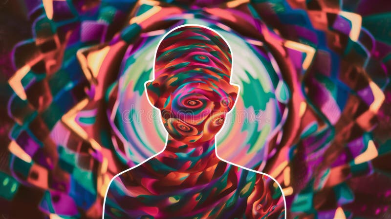A Man S Face is Shown in a Psychedelic Swirl of Colors, AI Stock Image ...