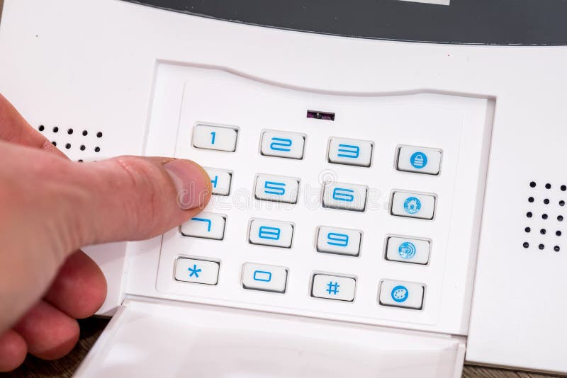 Man`s Finger Entering Code in Security Home System Stock Image - Image ...