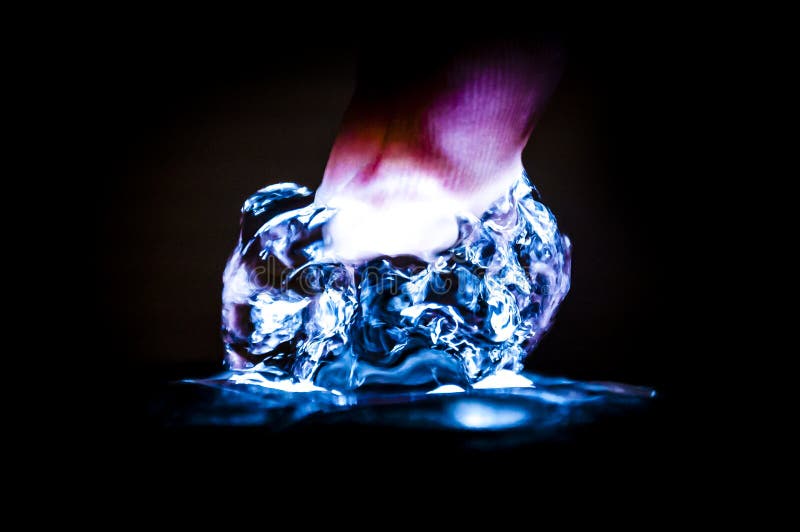 Illuminated Water Flash Embrace Inserted Human Finger Stock Photo ...