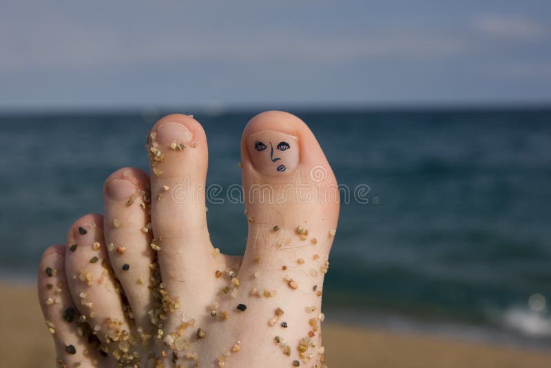 Man S Foot with Painted Face on a Toe Stock Image - Image of face, nail ...