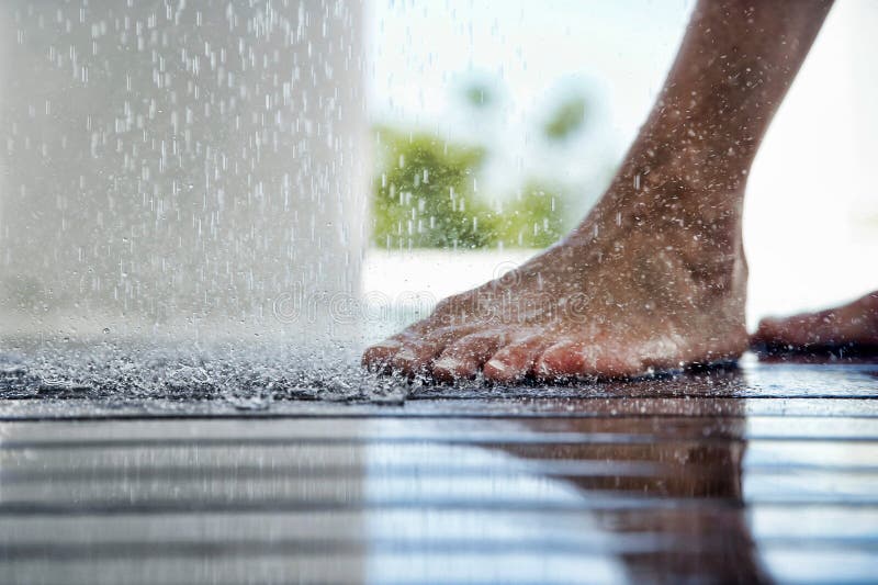 Closeup Photo of Foot Under Dripping Water Stock Image - Image of ...