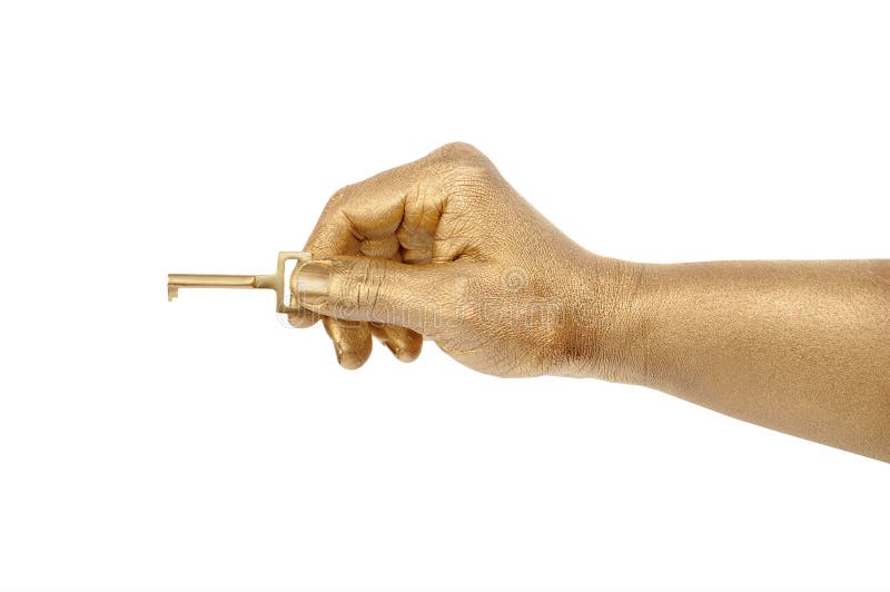 Man S Golden Hand with a Key Stock Image - Image of finger, golden ...