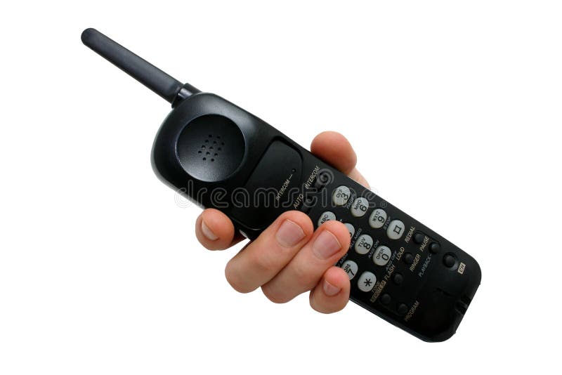 Man S Hand on Black Cordless Telephone Stock Image - Image of ringer ...