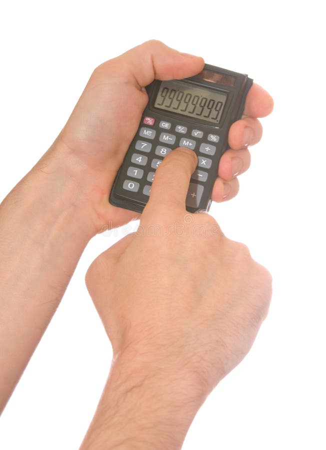 Man S Hand and a Calculator Stock Image - Image of report, income: 35427613