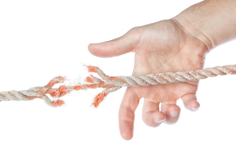 A Man Pulling a Rope from Tearing Portable. Stock Image - Image of ...