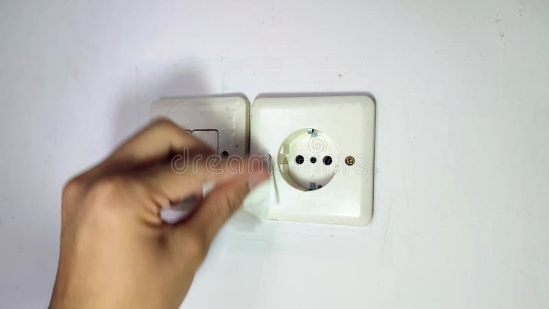 Man S Hand Cleaning the Electrical Socket Box Using Wipe Stock Video ...