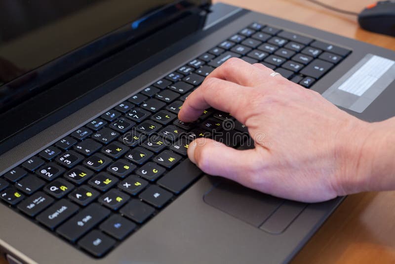 Man S Hand On A Computer Keyboard Stock Image - Image of internet ...