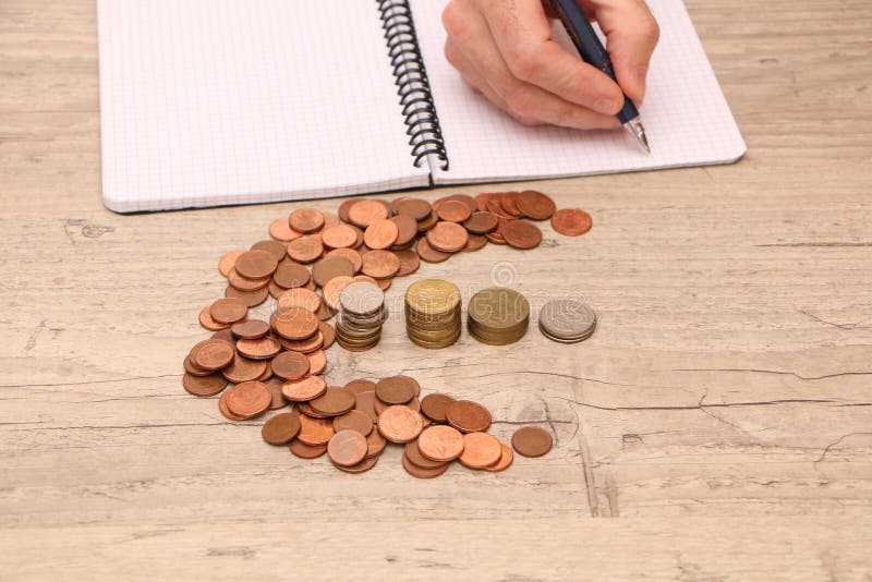 A Man`s Hand is Counting Money for a Report in the Office Stock Image ...