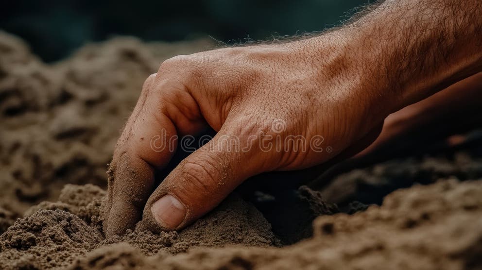 A Man S Hand Digging in the Dirt with a Shovel, AI Stock Photo - Image ...