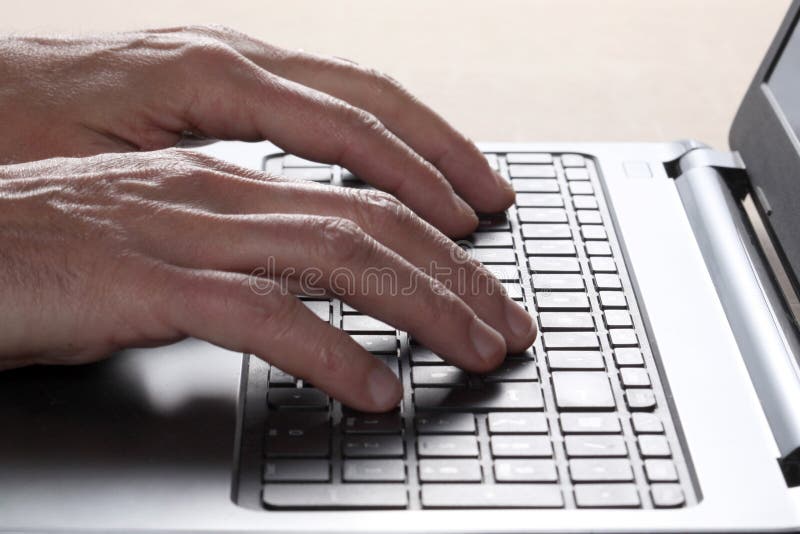 Man`s Hand Digit on a Computer Keyboard with Copy Space Stock Image ...
