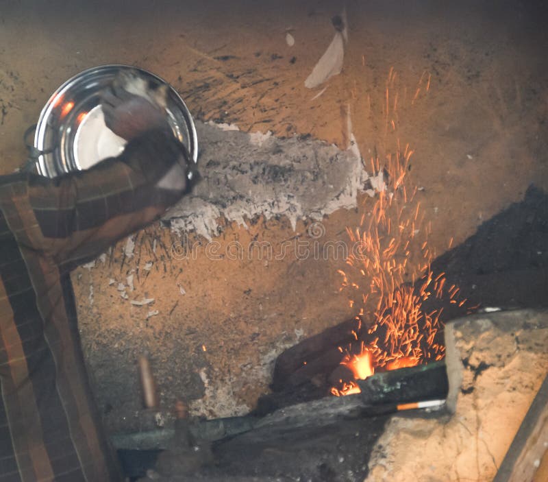 Man`s Hand Doing a Traditional Tin Coating Work in Turkey Stock Photo ...
