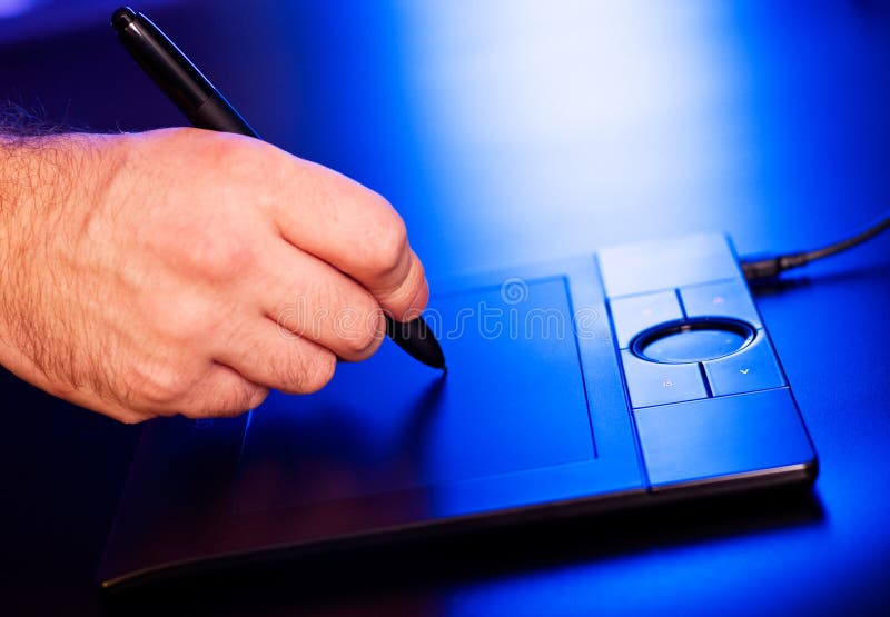 Man S Hand on Drawing Tablet Stock Image - Image of draw, office: 11027757