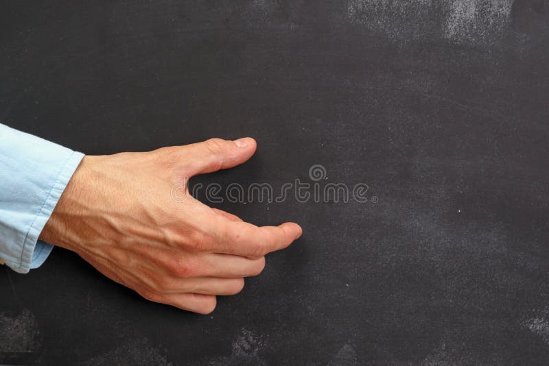 Man S Hand Gesturing on Dark Chalkboard with Copy-space Stock Photo ...