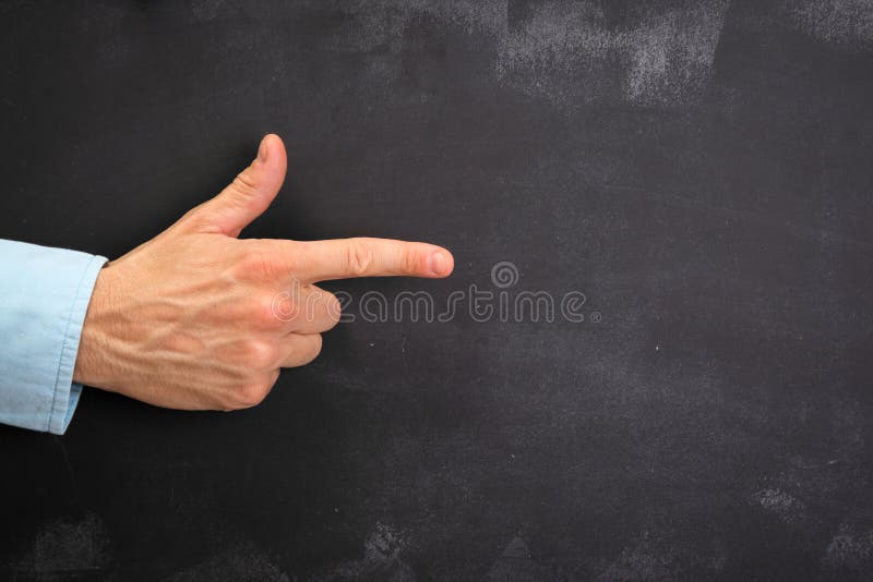 Man S Hand Gesturing on Dark Chalkboard with Copy-space Stock Image ...