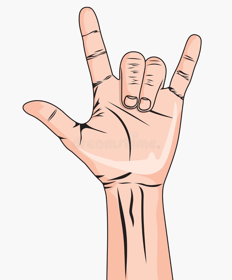 A Mans Hand Giving the Rock and Roll Sign Stock Vector - Illustration ...
