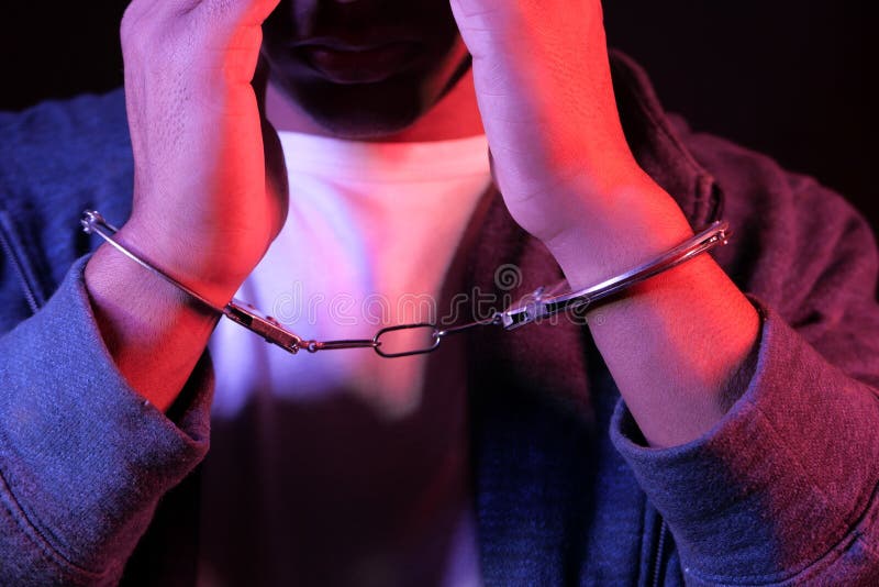 Man hand and handcuff. stock photo. Image of legal, metal - 106631970