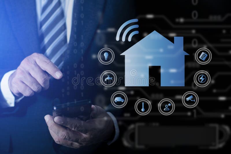 Man S Hand Handling Orders Smart Home Work Smartphone App Smart Home ...