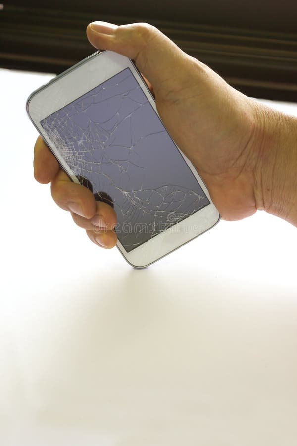 Man S Hand Holding Broken Touch Screen Smart Phone. Stock Photo - Image ...