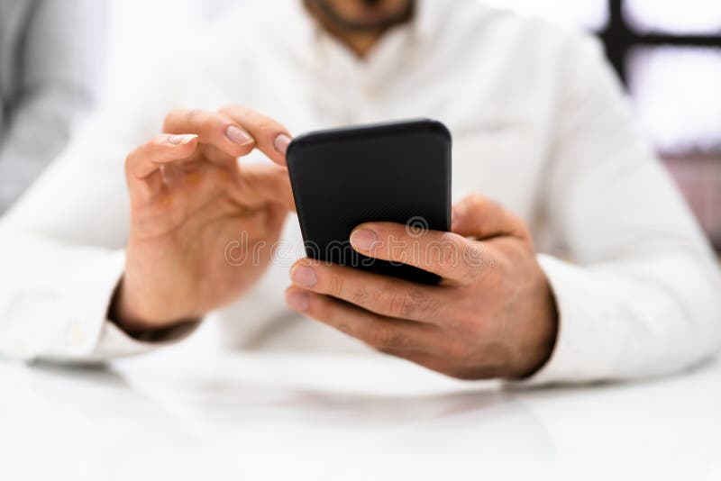 Man S Hand Holding Cell Phone Stock Photo - Image of meeting, holding ...