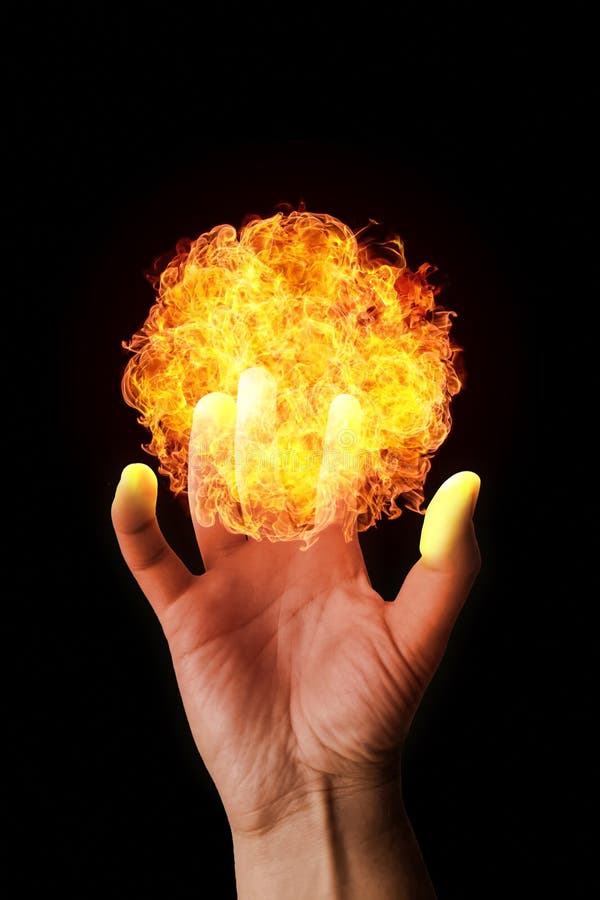 Man S Hand Holding a Fireball Stock Image - Image of phenomenon, heat ...