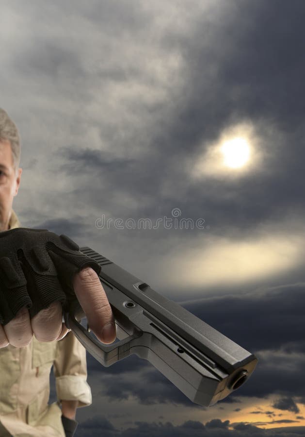 Man s hand holding gun stock image. Image of male, target - 40148183