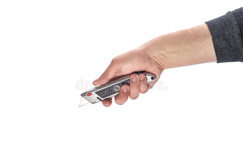 Man S Hand Holding a Knife Stationery Stock Photo - Image of ...