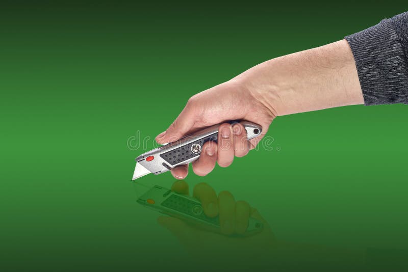Man S Hand Holding a Knife Stationery Stock Photo - Image of metal ...