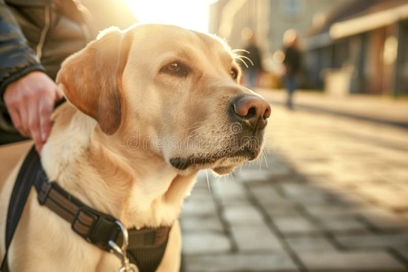 Man S Hand Holding a Leash of a Yellow Labrador Guide Dog Wearing a ... Man S Hand Holding a Leash of a Yellow Labrador Guide Dog Wearing a ...